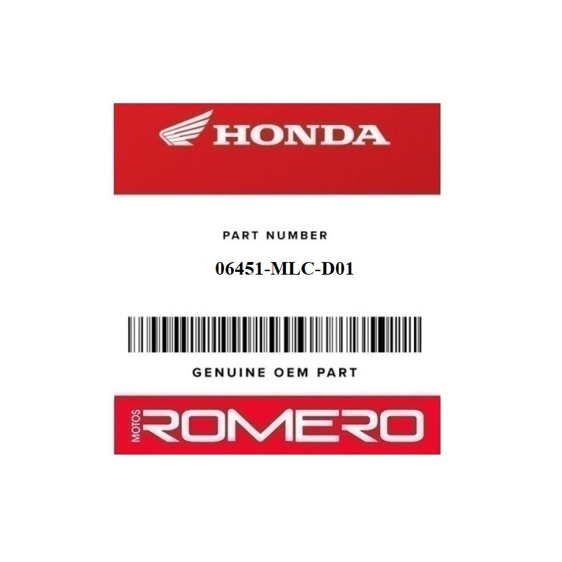 PASTILLAS DE FRENO DELANTERA IZQ. HONDA ORIGINAL REF: 06451-MLC-D01 | Honda